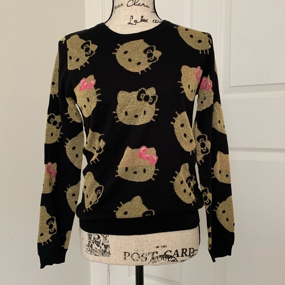Hello Kitty | Sweaters | Hello Kitty Black Gold Knit Sweater Top | Poshmark